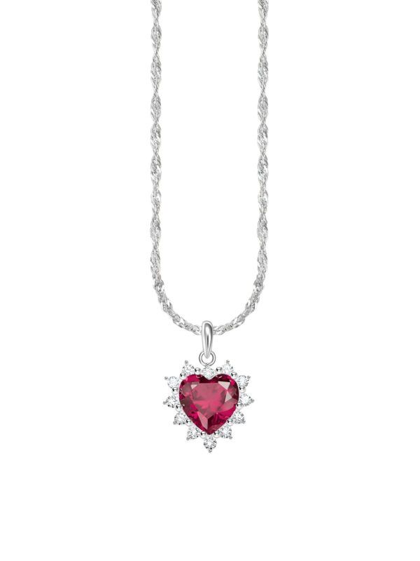Silberkette mit Herzanhänger Romance Farbe Rot Sekundärfarbe Silver ...
